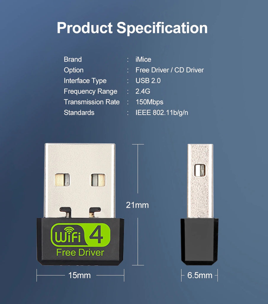 Mini USB Wi-Fi Adapter RTL8188GU 150Mbps Wi-Fi Adapter No Driver CD Ne ...